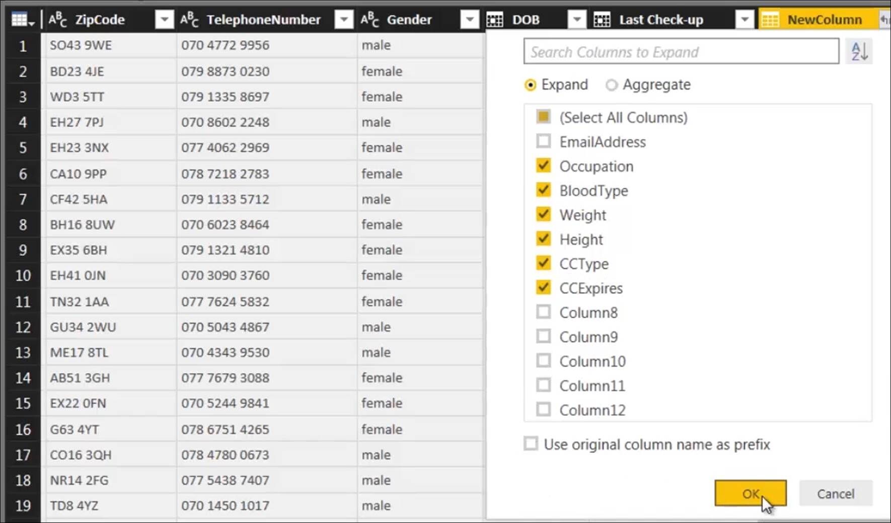 When you click OK , we have all the columns from the second table added ... When you click OK , we have all the columns from the second table added ...